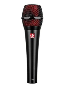 se electronics v7 black studio grade handheld supercardioid microphone with shock mount (black)