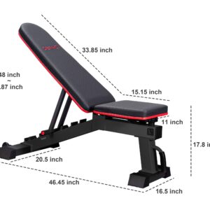 DERACY Adjustable Weight Bench for Full Body Workout, Incline and Decline Weight Bench for Indoor Workout, Home Gym (black1)