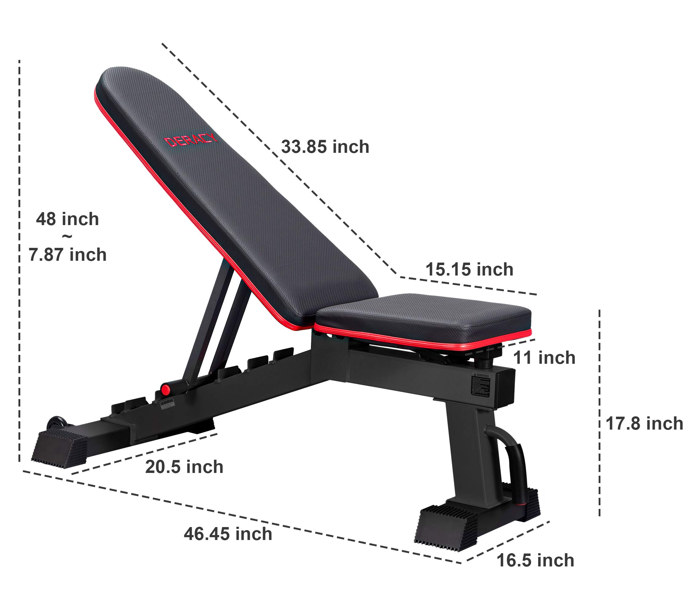 DERACY Adjustable Weight Bench for Full Body Workout, Incline and Decline Weight Bench for Indoor Workout, Home Gym (black1)