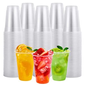 focusline 300pack 16 oz clear plastic cups disposable, plastic clear cups disposable, clear plastic drinking cups for water, juice, soda, ice coffee