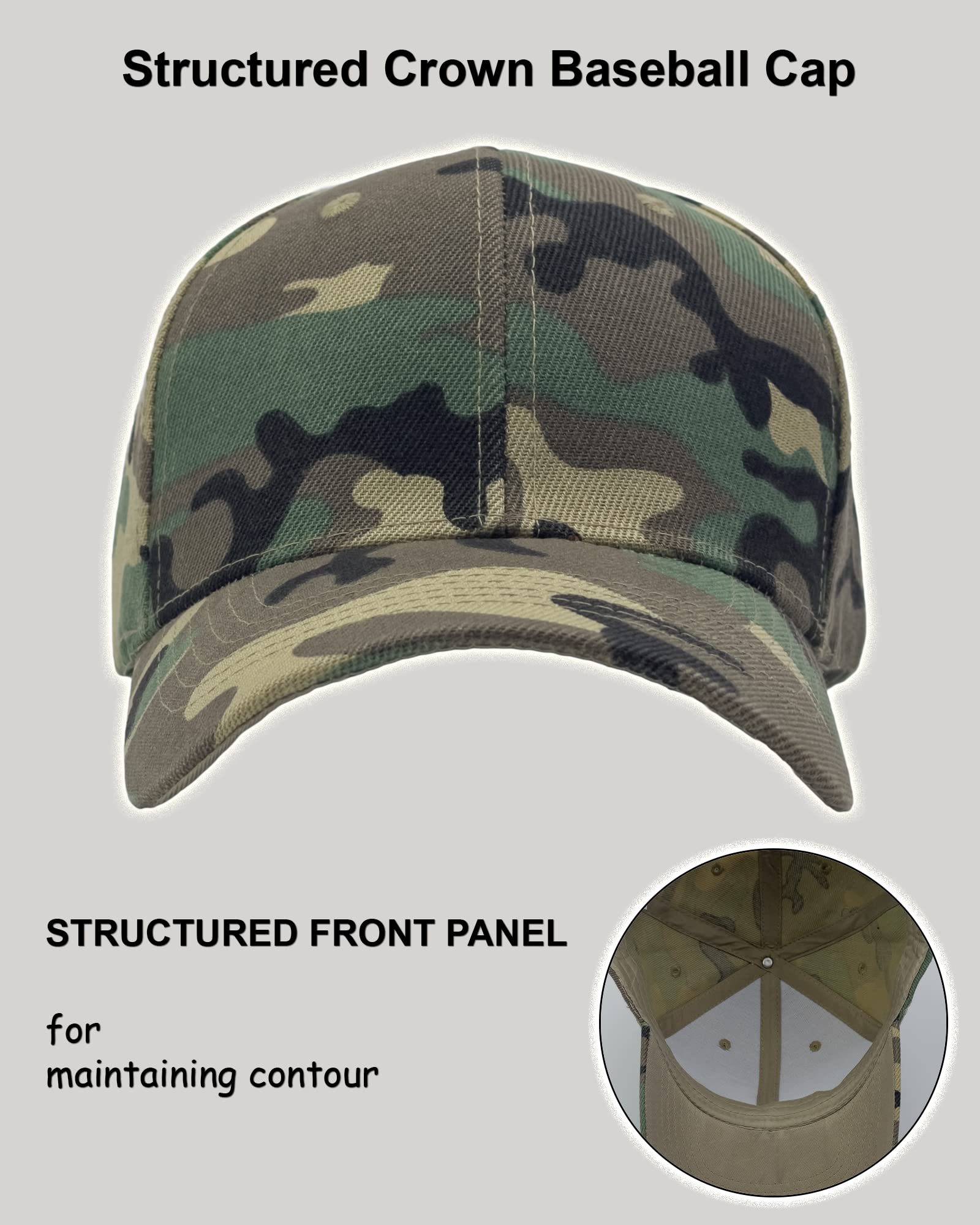 Utmost Structured Baseball Cap with Adjustable Closure - Performance Hat for Outdoor Activities and Custom Embroidery (1pc Camo Woodland)