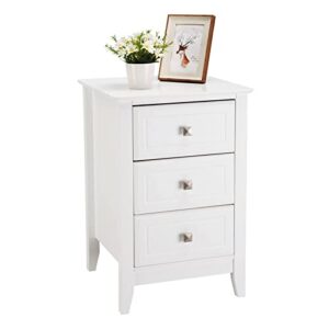 Bonnlo Upgraded White Night stands for Bedrooms Set of 2, Modern Nightstand with 3 Drawers, Wooden Bed Side Table/Night Stand for Small Spaces, College Dorm, Kids’ Room, Living Room, 16W x 16D x 24H