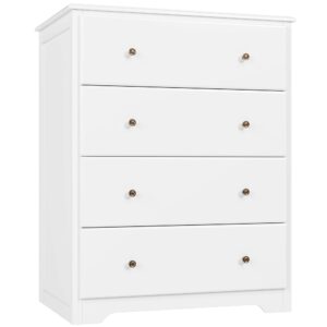 housuit white dresser, 4 drawer dressers chest of drawers, modern tall dresser, wood drawer chest storage cabinet for living room, hallway, entryway, home office, ivory white