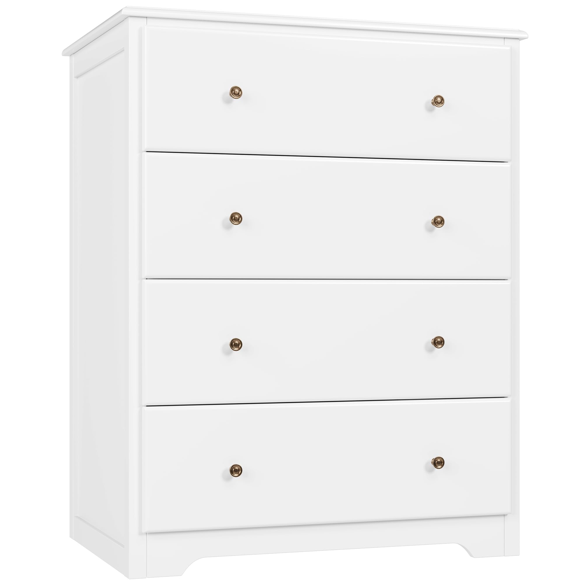 HOUSUIT White Dresser, 4 Drawer Dressers Chest of Drawers, Modern Tall Dresser, Wood Drawer Chest Storage Cabinet for Living Room, Hallway, Entryway, Home Office, Ivory White