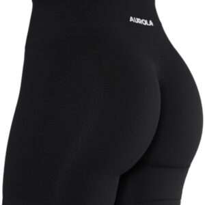 AUROLA Intensify Workout Shorts for Women Seamless Scrunch Short Gym Yoga Running Sport Active Exercise Fitness Shorts Black