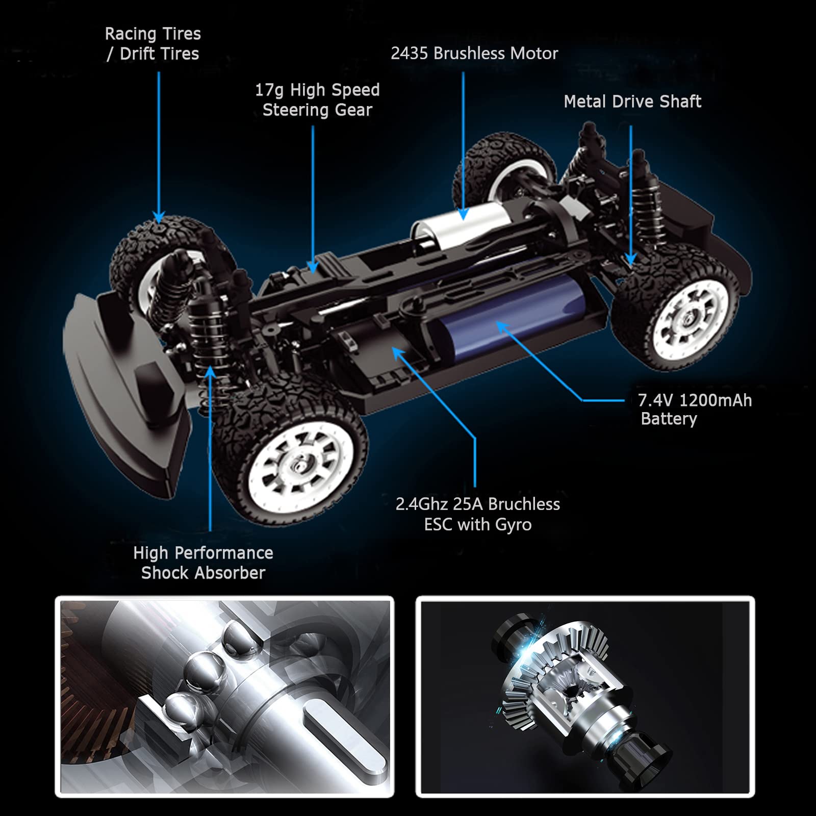 Cheerwing Brushless 1/16 High Speed Remote Control Car, 4WD 25MPH Fast RC Car RC Drift Car for Kids and Adults