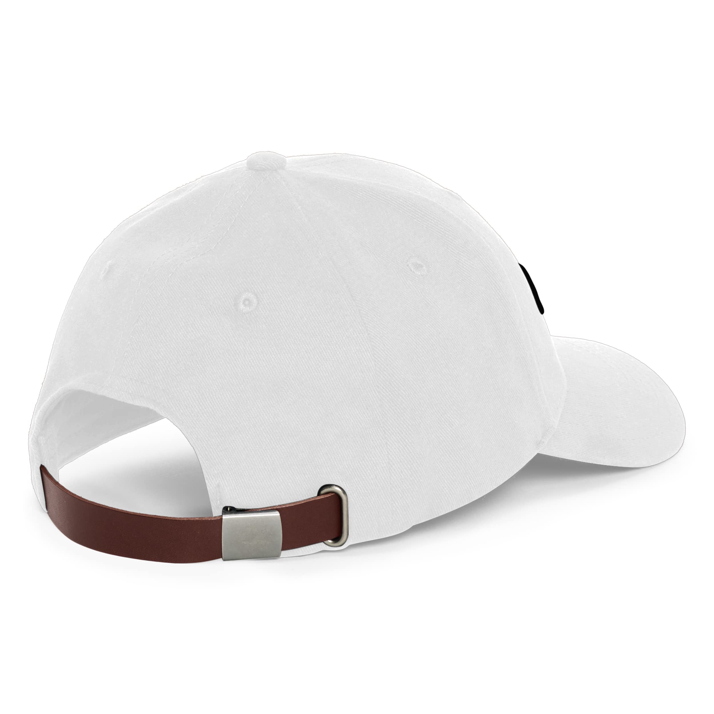 Champion Hat, Classic Cotton Twill, Baseball, Adjustable Leather Strap Cap for Men, White 3D Script, One Size