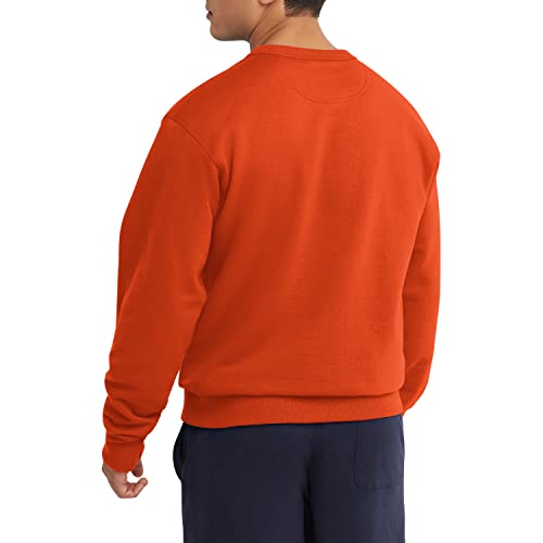 Champion Men's Powerblend Fleece Crew, Spicy Orange Script, Large