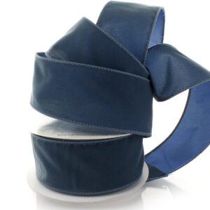 ribbon traditions 2.5" wired suede velvet ribbon antique blue - 25 yards