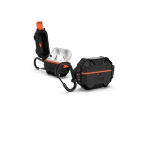 urban armor gear uag designed for airpod case black orange (3rd generation, 2021) durable protective soft-touch silicone with detachable carabiner, pathfinder