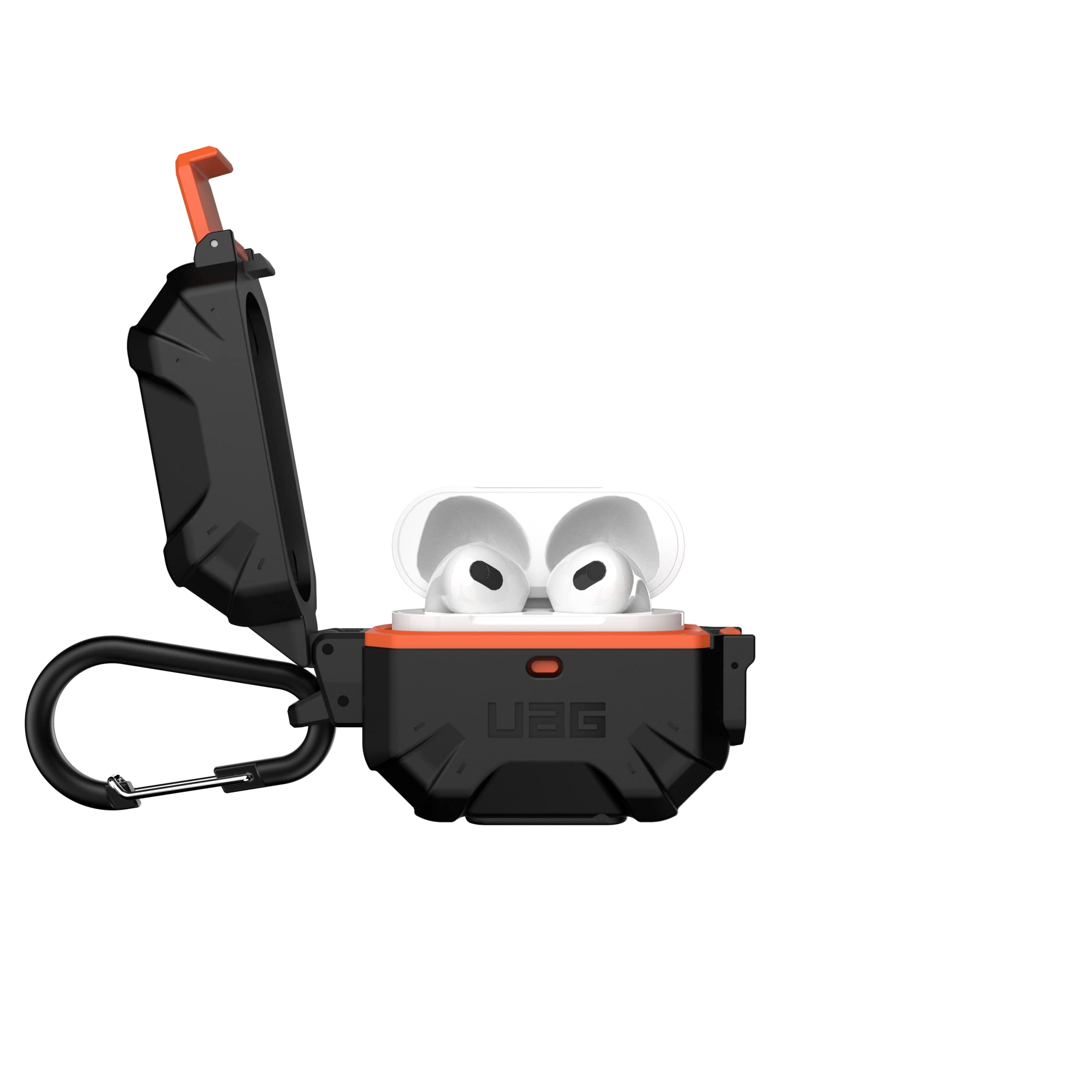 URBAN ARMOR GEAR UAG Designed for AirPod Case Black Orange (3rd Generation, 2021) Durable Protective Soft-Touch Silicone with Detachable Carabiner, Pathfinder