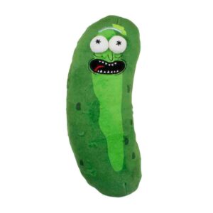 buckle-down dog toy, comedy, plush squeaker rick and morty pickle rick greens, dtpt-rmyr 10" x 3"