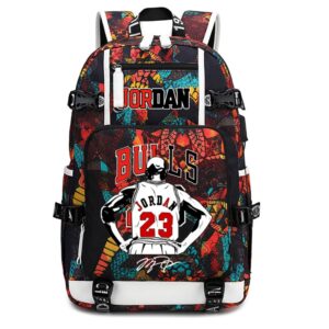 basketball player j-ordan number 23 multifunction backpack travel daypacks fans bag for men women (style 5)