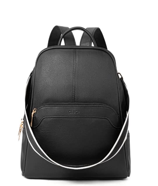 CLUCI Leather Backpack for Women Black Backpack Small Backpack for Women Convertible Backpack Travel Ladies Designer Daypack Mini Backpack for Women