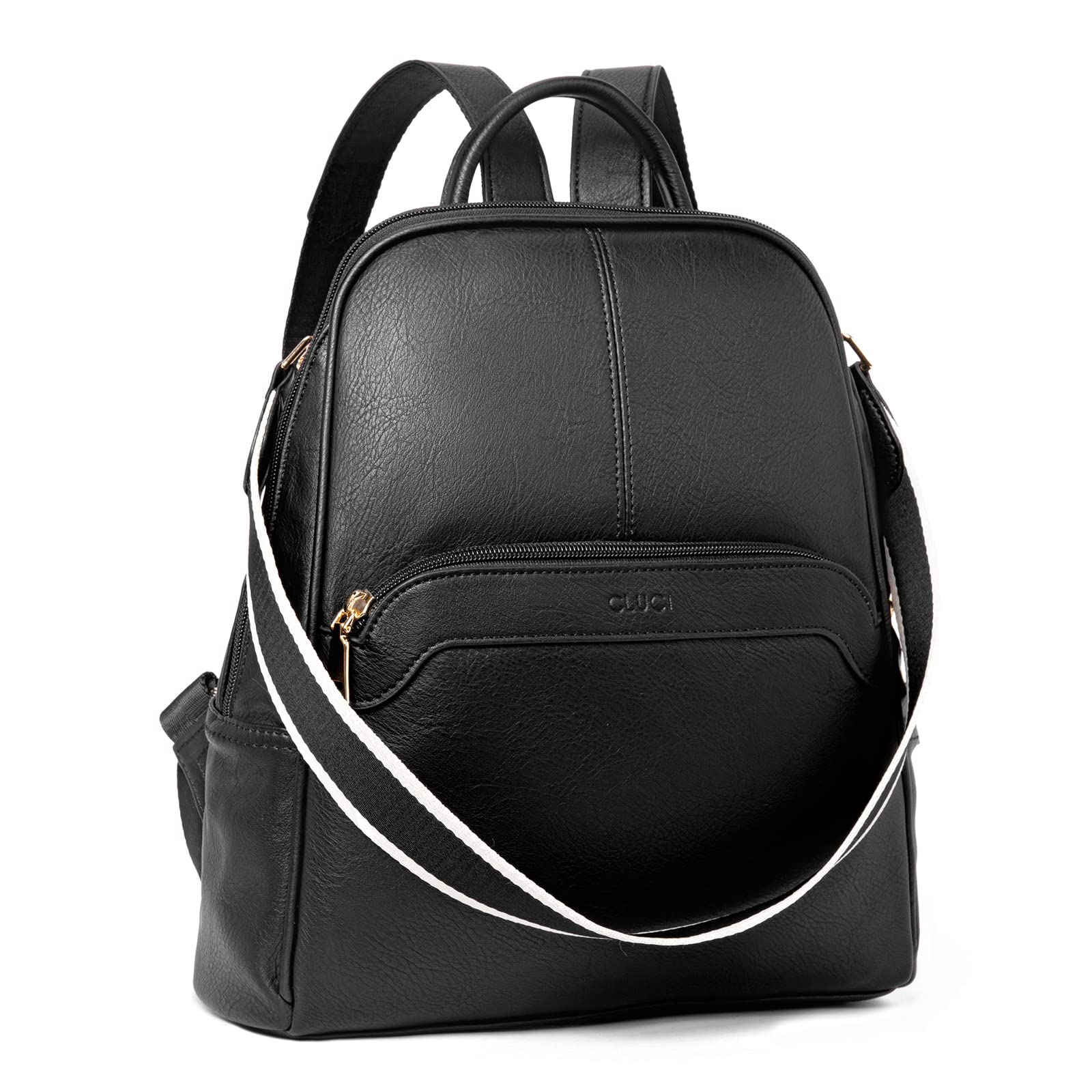 CLUCI Leather Backpack for Women Black Backpack Small Backpack for Women Convertible Backpack Travel Ladies Designer Daypack Mini Backpack for Women