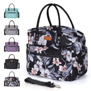 insulated lunch bag for women/men,leakproof adult lunch box,large lunch tote bag with removable shoulder strap,portable reusable lunch cooler bag for office work picnic beach