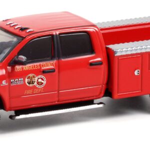 2017 Ram 3500 Dually Service Truck Red Los Angeles County Fire Department (California) Fire & Rescue 1/64 Diecast Model Car by Greenlight 67010 E