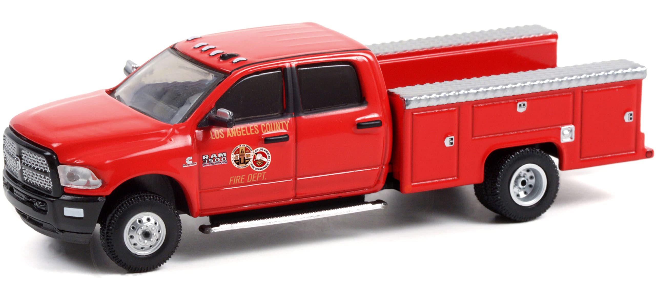 2017 Ram 3500 Dually Service Truck Red Los Angeles County Fire Department (California) Fire & Rescue 1/64 Diecast Model Car by Greenlight 67010 E