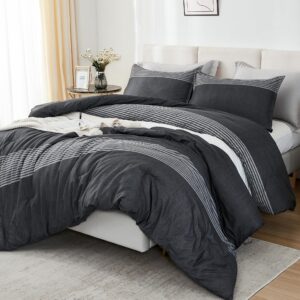 litanika twin xl comforter set black white grey - 2 pieces gray twin extra long size lightweight bedding set, all season down alternative comforter