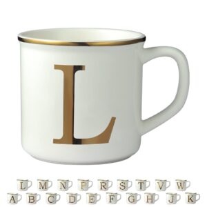 miicol micorave safe gold initials 16 oz large cup monogramm personalized- gifts mug with man and women's initials -gold letters l