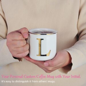 Miicol Micorave Safe Gold Initials 16 oz Large Cup Monogramm Personalized- Gifts Mug with Man and Women's Initials -Gold Letters L