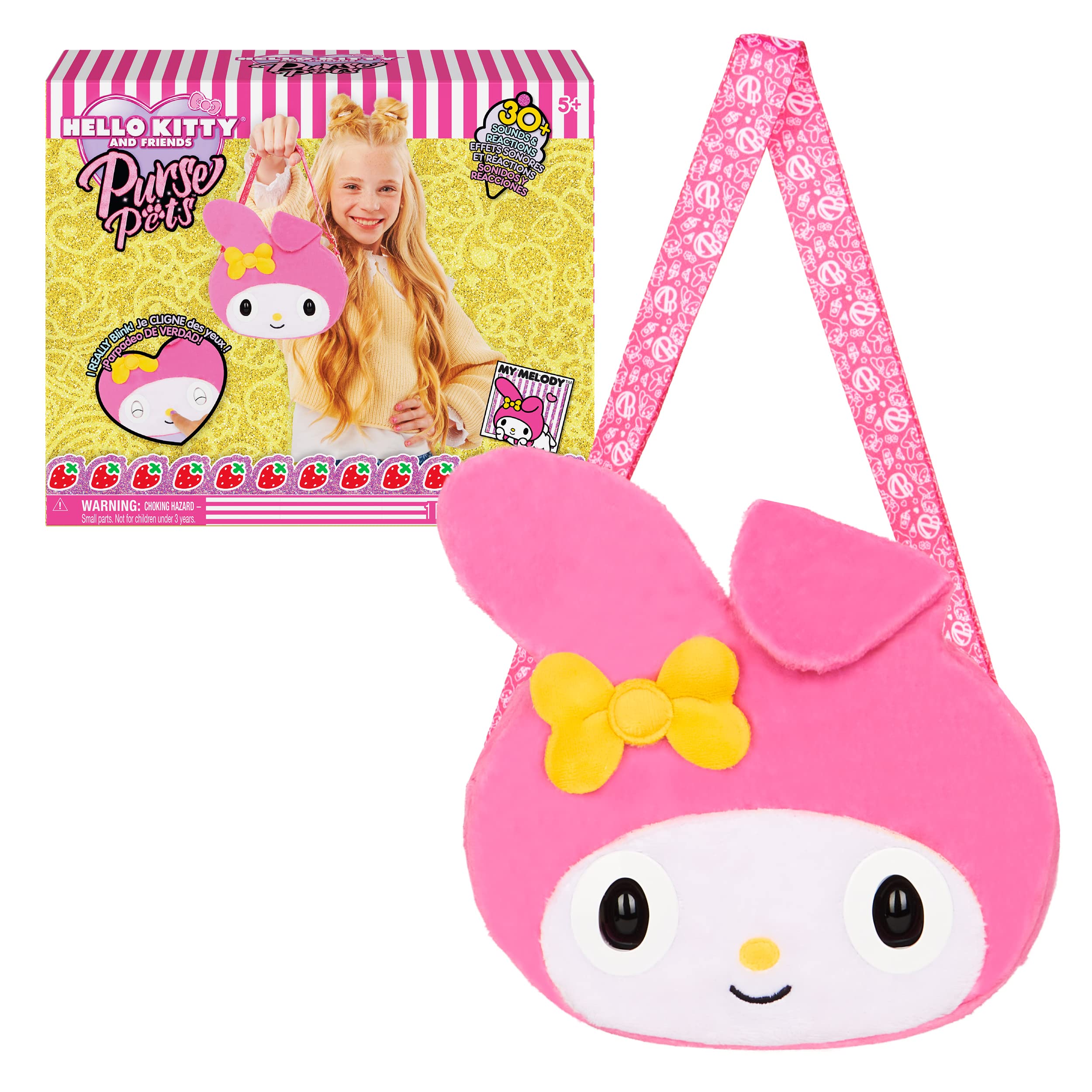 Purse Pets, Sanrio Hello Kitty and Friends, My Melody Interactive Pet Toy & Crossbody Kawaii Purse, over 30 Sounds & Reactions, Girls & Tween Gifts