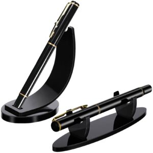 2 pieces acrylic pen holder display stand pencil display holder fountain pen ballpoint pen display rack desk pencil wand holder showcase, paintbrush drying rack for home office school (black)