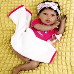 aori reborn baby dolls black 22 inch african american lifelike newborn baby girl doll with butterfly gift set