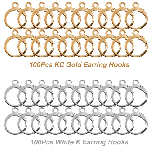 FANMAOUS 200PCS Hypoallergenic French Earring Hooks Leverback Earwires Round Earring Hooks Earring Supplies Findings Ear Wire with Open Loop for Earring Designs Jewelry Making Findings