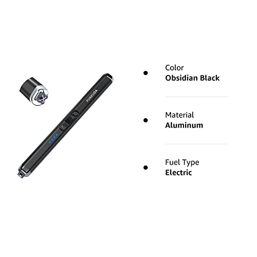 【Upgraded】 Dual Arc Electric Candle Lighter Rechargeable USB Lighter Plasma Arc Lighters for Candle (Obsidian Black)