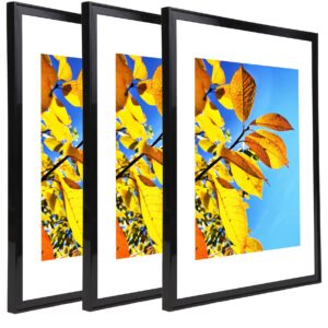 Aynoo 11x14 Picture Frame Black Set of 3 Pack 11x14 Picture Frames Display Pictures 6x8 11x14 Wall Mounting Thin Border Photo Frame for Wall,Black, 3Pack