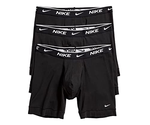 Nike Men`s Everyday Cotton Stretch Boxer Briefs 3 Pack (X-Large, Black(KE1107-001)/W)