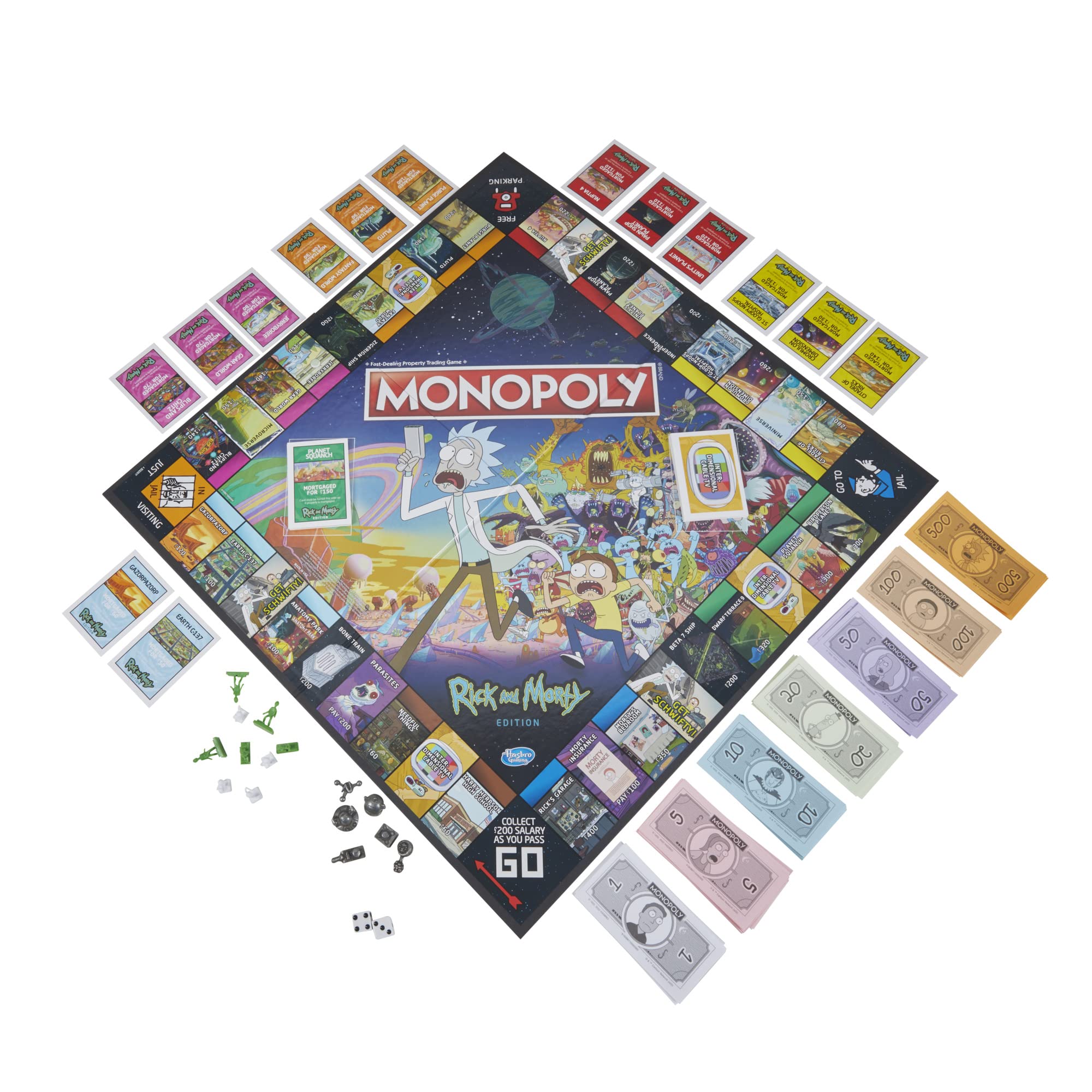 Hasbro Gaming Monopoly: Rick and Morty Edition Board Game, Cartoon Network Game for Families and Teens 17+, includes Collectible Monopoly Tokens (Amazon Exclusive)