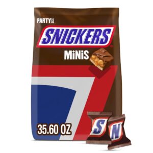 snickers minis milk chocolate candy bars father’s day gift, party size, 35.6 oz bag