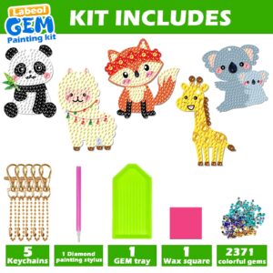 Labeol Arts and Crafts for Kids Ages 8-12 - Creat Your Own GEM Keychains-5D Diamond Art by Numbers GEM Art Kits for Kids Girls Toddler Crafts Age 6-7 6-8 10-12 (Animal)