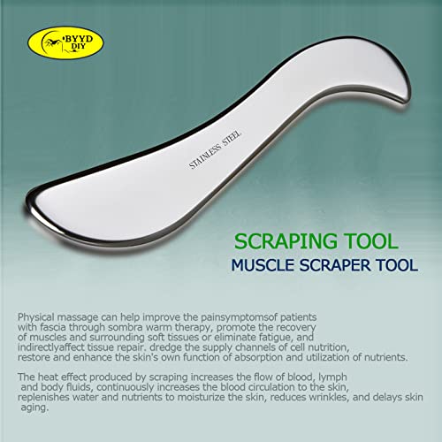 BYYDDIY Stainless Steel Gua Sha Muscle Scraper Tool,Scar Tissue Tool,Physical Therapy Tools,Muscle Scraping Tool,Guasha Massage Scraper,IASTM Tools,Skin Scraping Tool,Soft Tissue Massage Tool