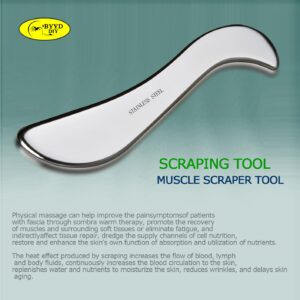 BYYDDIY Stainless Steel Gua Sha Muscle Scraper Tool,Scar Tissue Tool,Physical Therapy Tools,Muscle Scraping Tool,Guasha Massage Scraper,IASTM Tools,Skin Scraping Tool,Soft Tissue Massage Tool