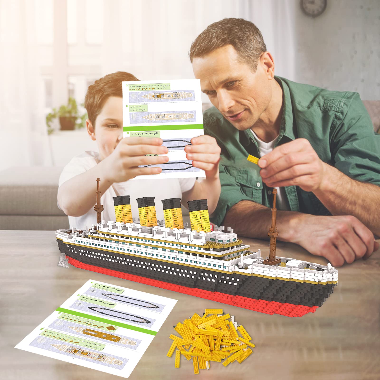 3800+ PCS Micro Blocks Titanic Model Building Set, Mini Building Bricks Titanic Toy Ship Block, 3D Puzzle Sets DIY Educational Toys Gift for Adults and Kids Age 8+