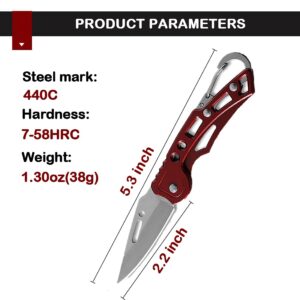 Pocket Folding Knife, Tactical Knife, Super Sharp Blade only 2.2 inch, Good for Camping Survival Indoor and Outdoor Activities, Easy-to-Carry, Mens Gift (Red)