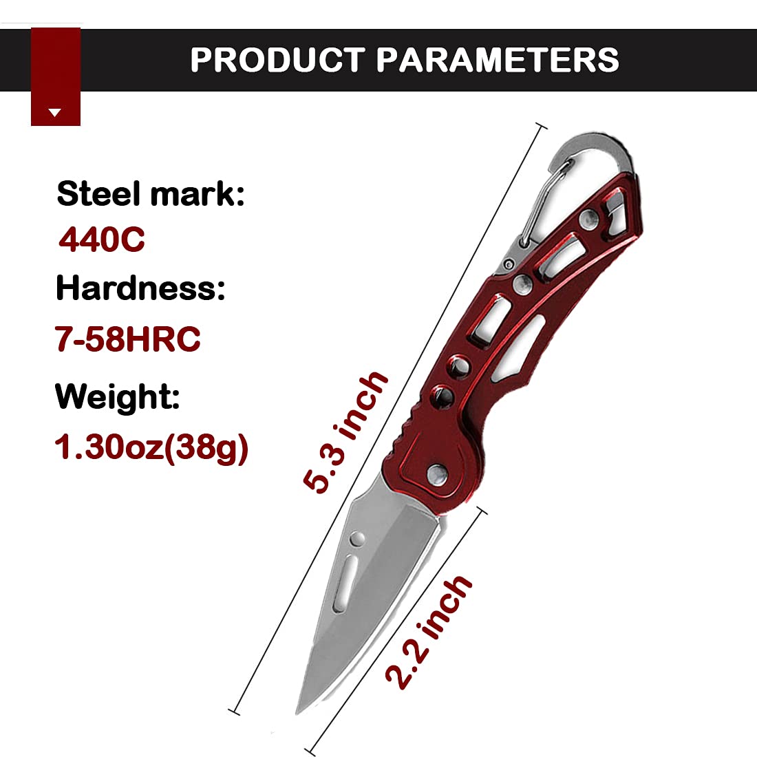 Pocket Folding Knife, Tactical Knife, Super Sharp Blade only 2.2 inch, Good for Camping Survival Indoor and Outdoor Activities, Easy-to-Carry, Mens Gift (Red)