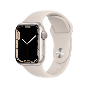 apple watch series 7 (gps, 41mm) starlight aluminum case with starlight sport band, regular (renewed)