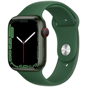 apple watch series 7 (gps + cellular, 45mm) green aluminum case with clover sport band, regular (renewed)