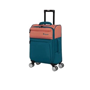 it luggage duo-tone 22" softside carry-on 8 wheel spinner, peach/sea teal