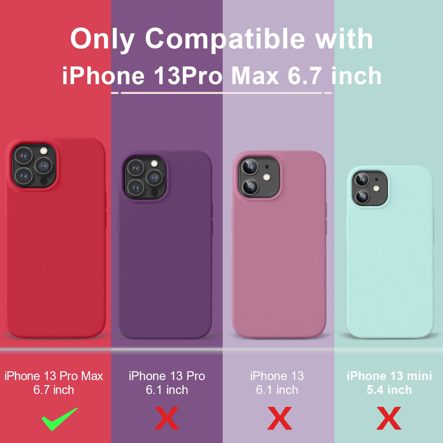 LOVE 3000 Compatible with iPhone 13 Pro Max Phone Case | Thickening Liquid Silicone | Anti-Scratch Microfiber Lining | Full-Body Duty Heavy Protection Case for iPhone 13 Pro Max Women Girls, Red