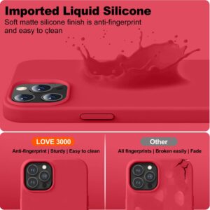 LOVE 3000 Compatible with iPhone 13 Pro Max Phone Case | Thickening Liquid Silicone | Anti-Scratch Microfiber Lining | Full-Body Duty Heavy Protection Case for iPhone 13 Pro Max Women Girls, Red