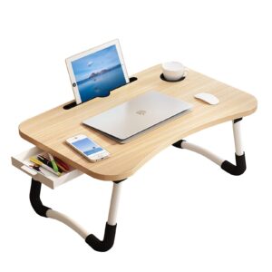 lap desk,portable laptop desk foldable bed table with phone stand and cup holder for bed/couch/sofa working, reading