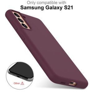 DEENAKIN Compatible with Samsung Galaxy S21 Case,Soft Flexible Silicone Gel Rubber Bumper Cover,Slim Fit Full Body Shockproof Protective Phone Case for Samsung Galaxy S21 Nice Wine Red