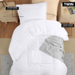 Utopia Bedding Duvet Cover Twin Size Set - 1 Duvet Cover with 1 Pillow Sham - 2 Pieces Comforter Cover with Zipper Closure - Soft Brushed Microfiber, 68 X 90 Inches (Twin/Twin XL, White)