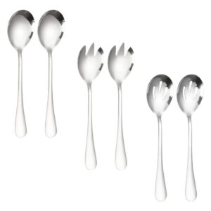 hemoton 1 set stainless steel cutlery stirring spoons slotted serving spoons salad forks long handle dessert spoons ice cream spoons salad forks silver