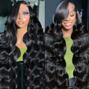 gabrielle 26 inch body wave frontal wigs human hair hd lace front wigs human hair 13x4 body wave lace frontal wig 180% density pre plucked lace wigs for women brazilian human hair black glueless wigs